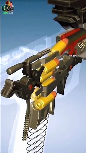 Pistol Firing Mechanism in 3D | Transparent Animation of Gun Parts Working