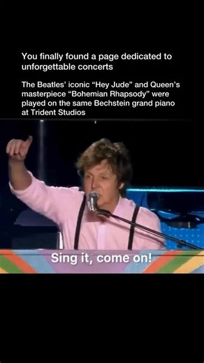 Unforgettable Concerts on Instagram: "🎹 The Beatles – “Hey Jude” (1968) Released in 1968, “Hey Jude” became one of The Beatles’ most enduring anthems — a seven‑minute journey from quiet reassurance to full‑blown communal celebration. Paul McCartney wrote it as a message of comfort, but live and on television, the song transformed into something bigger: a unifying moment where thousands of voices joined the iconic “na‑na‑na” coda. Its blend of tenderness, optimism, and cathartic release made “He