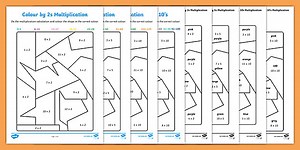 Colour by 2s, 5s & 10s Multiplication Activity Worksheet