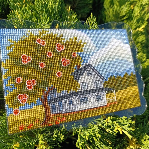 House and Apple Tree Cross Stitch Pattern: Summer Embroidery (PDF Download) - Etsy