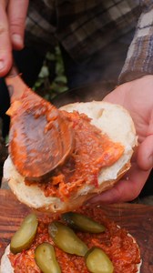 Savor the exquisite Wagyu beef sliders cooked over open fire in a tranquil autumn forest. Experience gourmet flavors #WagyuBeef #OutdoorCooking #GourmetSliders #Cooking | Cook Loop