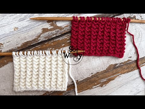 No-Purling Reversible 2 Row-Repeat Knitting Stitch (English & Continental) +Bind Off- So Woolly
