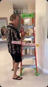 Efficient way to store your ladder #ladder #homedepot #hacks | Anne Caserta