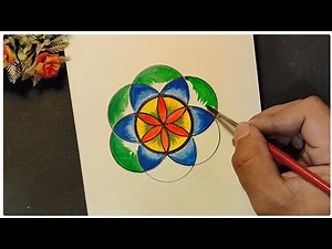 How to draw Geometric design of 7 circles step by step || Flower drawing with compass