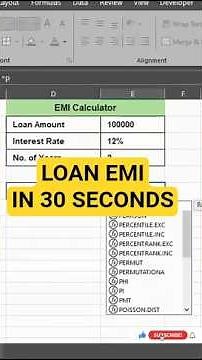 Calculate EMI in Excel in 30 Seconds | Easy Loan EMI Formula #excel #exceltricks #exceltips