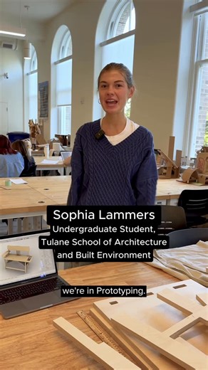 Tulane School of Architecture and Built Environment on Instagram: "Sophia is bridging the gap between digital design and physical making in her prototyping course. Her dual-function bench project challenges her to think beyond aesthetics and instead consider structure, material constraints, and real-world functionality as she brings her design to life."