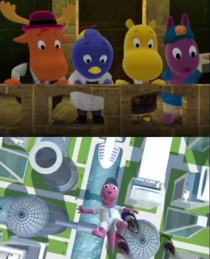 The Backyardigans watch Robot Repairman Austin Fall To His Near Doom