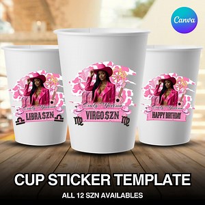Styrofoam Cup Sticker Template, Cowgirl Party Cup Template Customizable Styrofoam Cup Design, Hoedown Cup Sticker, Custom Party Cups Canva - Etsy