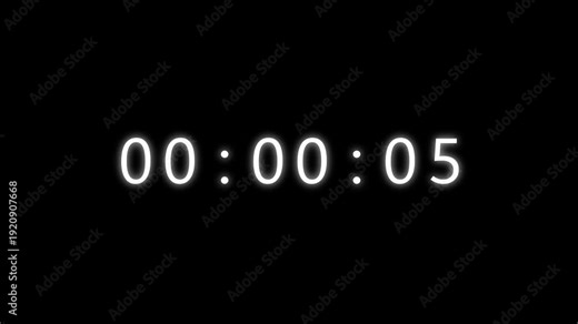 19 Second timer clock animation. Counting clock timer. Counter, seconds, timer number.
