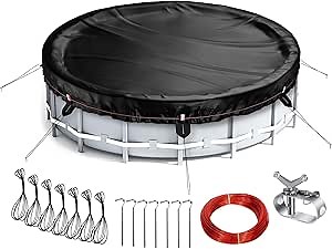 Kylinlucky Outdoor Above Ground Pool Cover for 9,10 Feet Round Stock Tank Pools, for Fade-Resistant Tear-Resistant Waterproof and Weatherproof Pool Protection