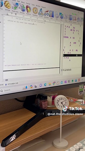 here is a live demo of what my screen looks like as i write on my steno machine. yes i know it sounds slow, it’s for realtime accuracy for the demonstration. #steno #stenographer #courtreporting #courtreporter #student #college #collegelife #studytok #studyhacks #collegetips #stenostudent #computertricks #collegeclass #stickers #cute #aesthetic #aesthetics #aestheticvideos #vibes #motivation #studywithme #studygram #studytipsforstudents #studentlife #studentsbelike #california #communitycollege 