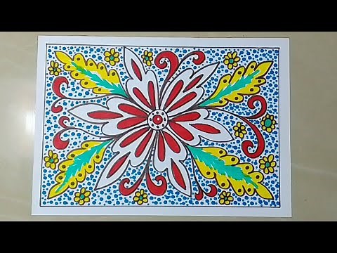 how to draw batik flower design easy