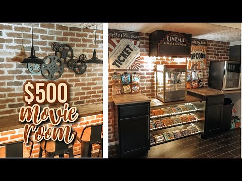 $500 DIY HOME MOVIE THEATER ROOM 🍿Movie Concession Area