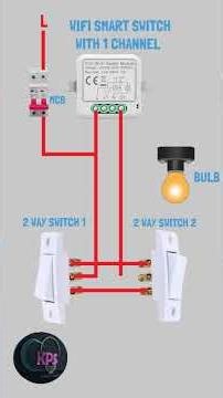 How to Connect Tuya Smart Switch 1 Channel with 2-Way Switches | Wiring Diagram Animation