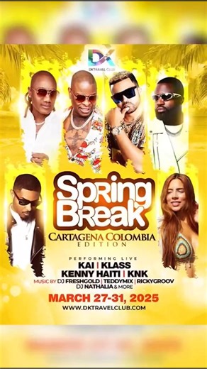 Welcome to Konpa in Cartagena Colombia Spring Break Edition taking place March 27-31, 2025, live performances by Klass, Kai, Kenny Haiti and more. Visit www.dktravelclub.com to secure your package #dktravelclub #vipexperience @highlight | DK Travel Club