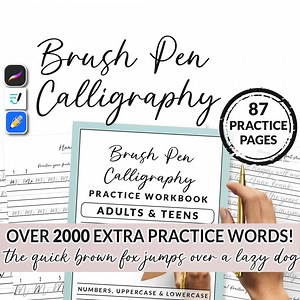 87 Page Brush Pen Caligraphy Hand Writing Practice Workbook Sheet Printable Guide Beginner Student Help Easy Alphabet Template Lettering - Etsy