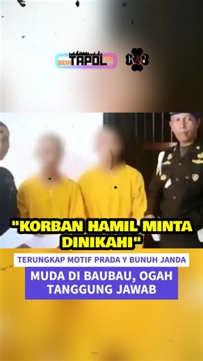 "Korban Hamil Minta Dinikahi," Terungkap Motif Prada Y Bunuh Janda Muda di Baubau, Ogah Tanggung Jawab. Motif di balik hilangnya nyawa mama muda inisial WK (23) di Kota Baubau, Provinsi Sulawesi Tenggara (Sultra), Minggu (21/12/2025) kemarin terungkap. Muncul juga fakta baru di kasus pembunuhan yang menggegerkan Kota Baubau beberapa hari ini. Ternyata WK tewas dalam kondisi hamil. Detasemen Polisi Militer (Denpom) XIV/3 Kendari angkat bicara soal motif dua oknum TNI menghabisi nyawa wanita WK (2