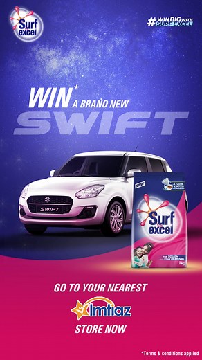 Win a Brand New Swift with Surf Excel at Imtiaz Store