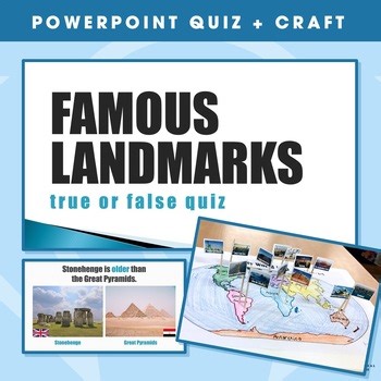 Famous Landmarks Comparative Adjective Quiz   Landmark Flag Map Craft BUNDLE!