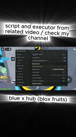 blue x hub (blox fruits) sc/exec on my channel #roblox