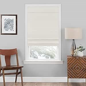 Cordless Roman Shades for Windows - 31 Inch Width x 64 Inch Length (Ivory) - Blackout Polyester Window Privacy Blinds for Bedroom, Kitchen & Dining Room by Achim Home Décor