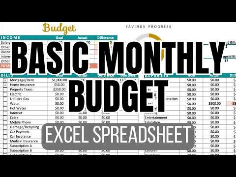 Basic Monthly Budget Excel Spreadsheet