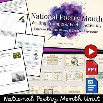 National Poetry Month Poetry Analysis & Figurative Language Unit grades 2-5