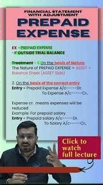 PREPAID EXPENSE ADJUSTMENT | FINANCIAL STATEMENTS WITH ADJUSTMENTS CLASS 11 ACCOUNTS