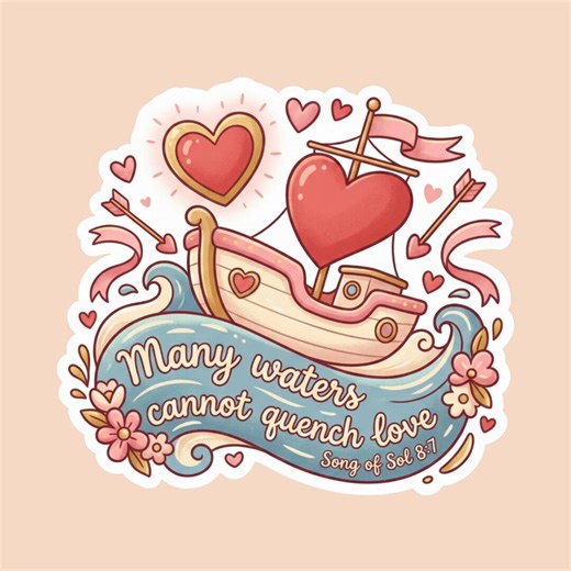 Song of Solomon 8:7 Boat Sticker, Unquenchable Love Bible Verse Art - Etsy