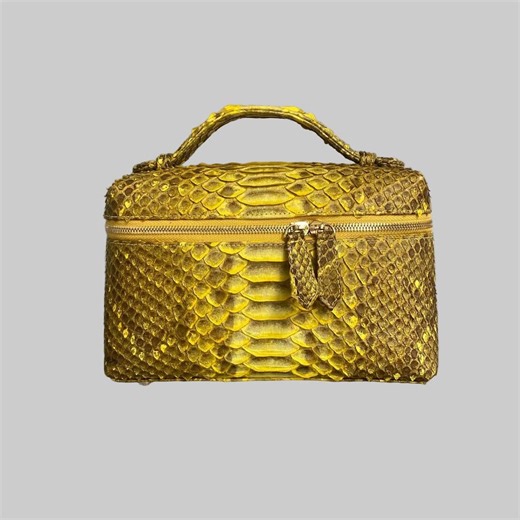 Luxury Python Leather Handbag for Women, Yellow Python Leather Mini Handbag, Exotic Snakeskin Top Handle , Luxury Handmade Leather Bag , - Etsy