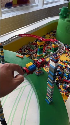 Our custom Lego roller coaster #lego #anotherbrickinthewall