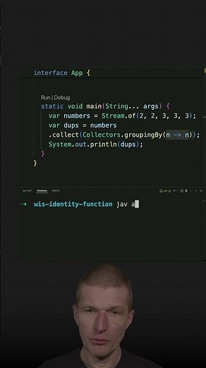 Collectors.groupingBy() and Function.identity() #java #shorts #coding #airhacks