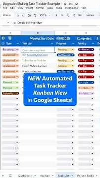 New Kanban View upgrade to your Automated Task Tracker in Google Sheets!