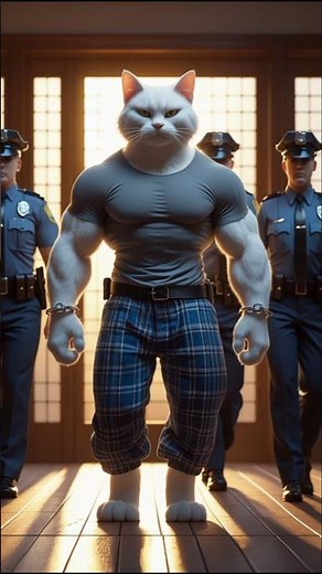 "When the Buff Cat Gets Arrested | Hilarious Animation Scene!"