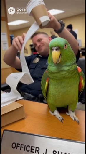 Officer vs Parrot: Security Called #parrots #funnyvideos #funnyreels #police #parrotfun #Sora2 #soraai #sorasworld #investigation #policevsparrot #talkingparrot #parrotreels #parrotfunny #parrotreels🦜loveparrot😌lovebirdlovers | Sora's World
