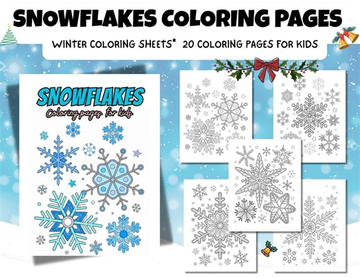 Snowflakes Coloring Pages for Kids Printable, Winter Coloring Book PDF, 20 Snowflake Designs, Christmas Activity Sheets, Instant Download - Etsy