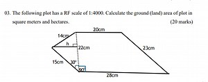 The following plot has a RF scale of 1:4000. Calculate the grou... | Filo