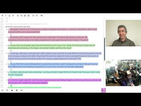 EmacsConf 2025 Q&A: Emacs, editors, and LLM driven workflows - Andrew Hyatt (he/him)