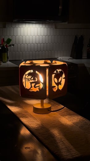 Here’s how I made this spooky lamp from prefinished maple plywood, basswood, a repurposed lamp base, and a mid-century modern design. I originally made the silhouettes in Adobe Illustrator and cut the panels in a WeCreat laser cutter. Let me know what you think! Before you say you would diffuse the panels with acrylic, just know you would miss out on the cool shadows that come from the silhouettes! Cheers. See you in the next episode. #woodworking #diyhomedecor #maker #diyprojects #handmade | Br