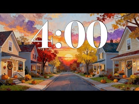 4 Minute Fall Focus Timer 🍁 Cozy Autumn Sunset & Relaxing Lofi Music | Study, Reading, or Classroom
