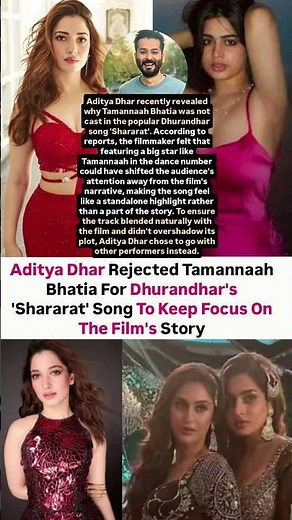 Aditya rejected Tamannaah Bhatia for Dhurandhar's Shararat song to keep focus #news#tamannaahbhatia