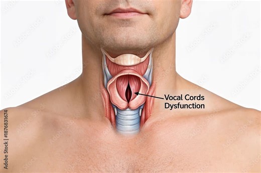 Vocal Cord Dysfunction (Paradoxical Breathing) Calm Breathing Upper Torso and Neck, Subtle Neck Muscle Engagement, Medical Educational Pulmonology Explainer