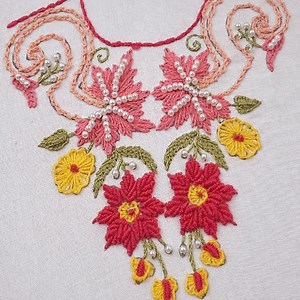 hand embroidery beautibul neckline embroidery design Via Nakshi Katha | Dian Embroidery