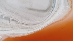 Aerial view of salt flats and saline lake Free Stock Video Footage