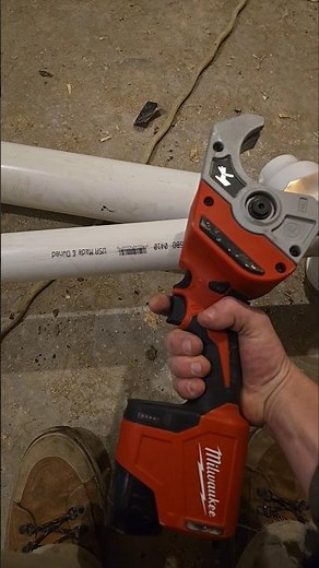 Milwaukee M12 Cordless PVC Shears cutting 2 Inch Schedual 40 PVC