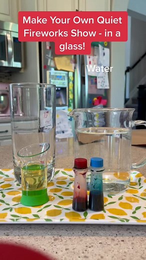 Make your own quiet fireworks in a jar! Follow me for more fun science experiments you can do at home! #science #kitchenchemistry #4thofjuly #firework