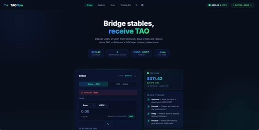 Tao生态最近有点热，NFT第一个生态开启，龙头已经10倍市场直达 https://t.co/3SPAgLh0viMeme代币市场第一个跨链应用$TFLOW 市场直达 https://t.co/ETZPN4EusH跨链可以使用引用部分，或者使用其他
