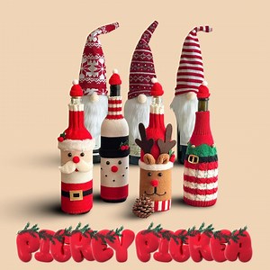 Knit Christmas Wine Bottle Cover - Gnome & Character Styles - Etsy