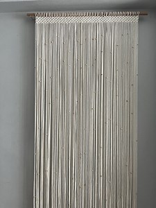Macrame Curtain With Wood Beads: Boho Room Divider, Door or Window Covering - Etsy