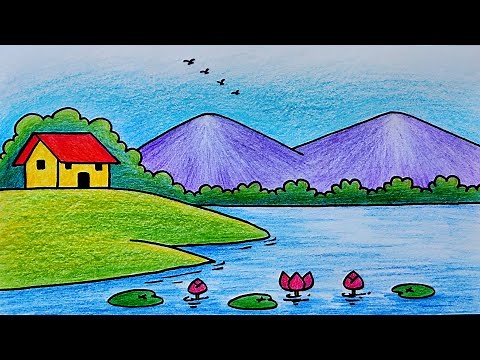 Easy Nature Drawing Scenery | How to Draw Easy Scenery Step by Step | Beautiful Nature Drawing
